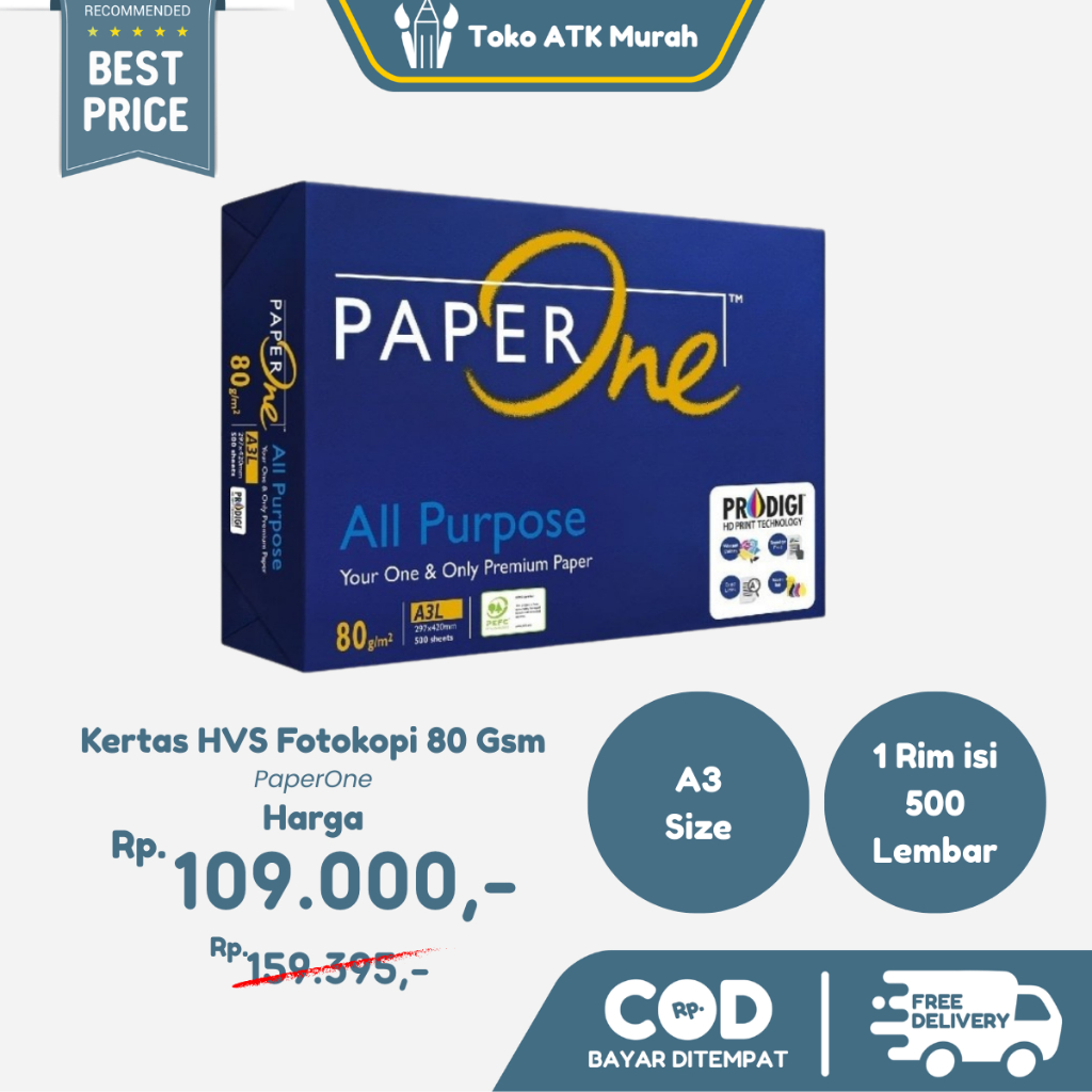 Jual Kertas Paper One A3 80 gram/Kertas Fotokopi/Kertas Print | Shopee ...