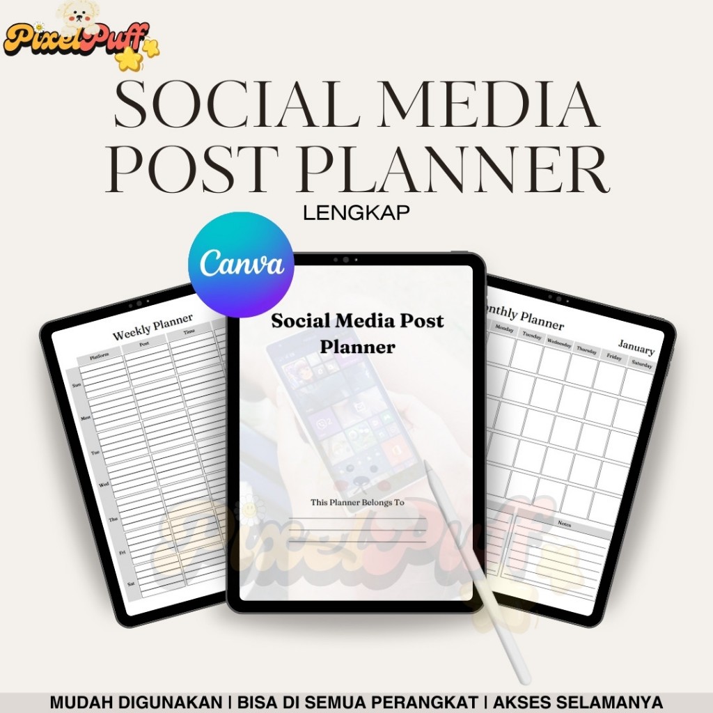 Jual Social Media Post Planner | Template Socail Media Planner Canva ...