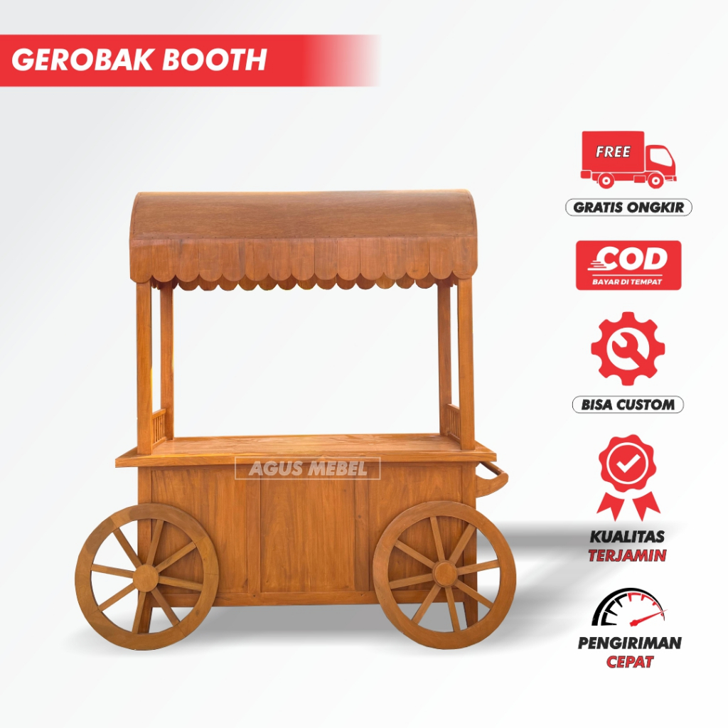 Jual GEROBAK CUSTOM BOOTH VARIASI RODA KAYU | Shopee Indonesia