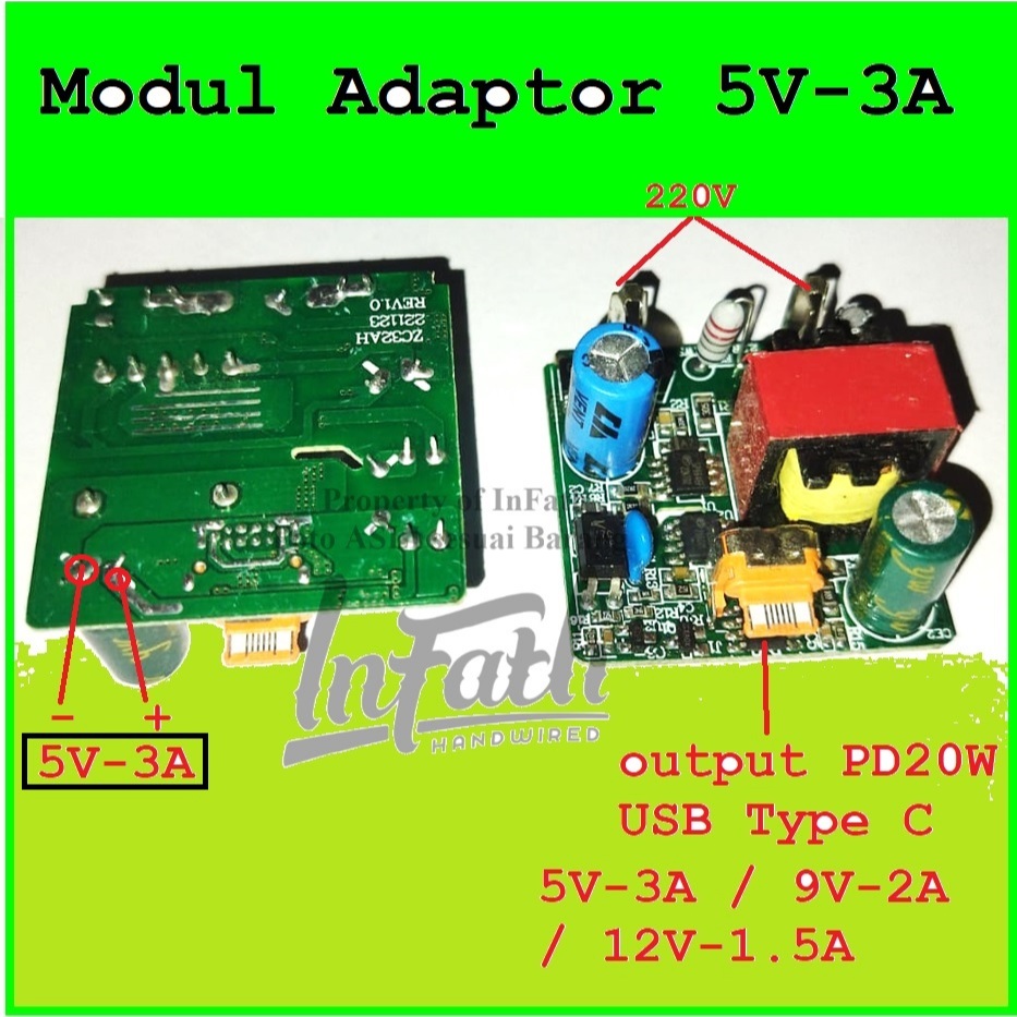 Jual PCB Modul adaptor 5V 3A 2A InFath PD20W power supply pengganti STB ...