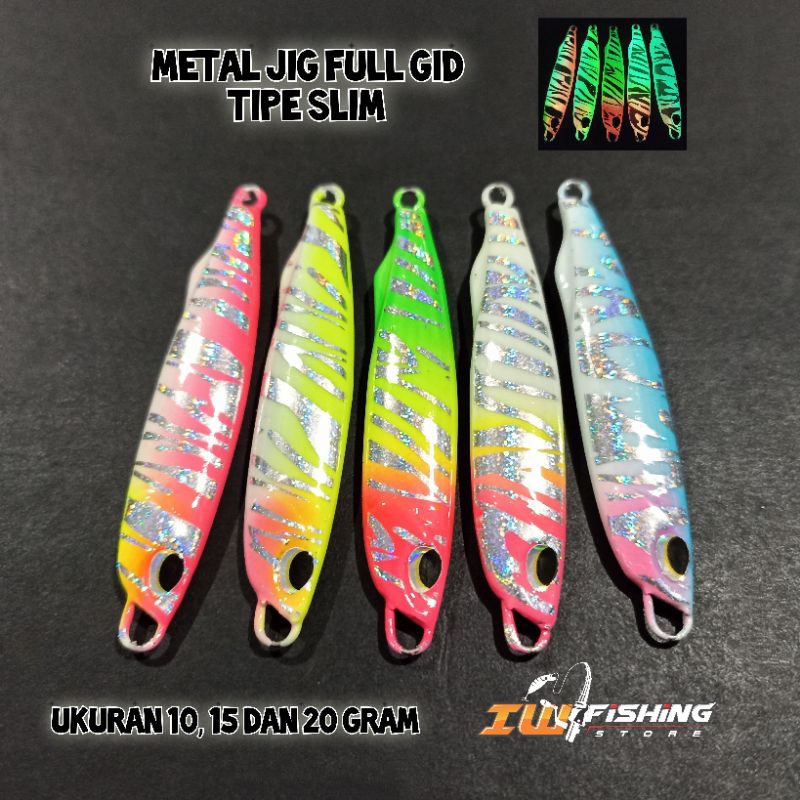Jual Metal Jig Full GID tipe slim 10, 15 dan 20 gram umpan mancing casting jigging | Shopee ...