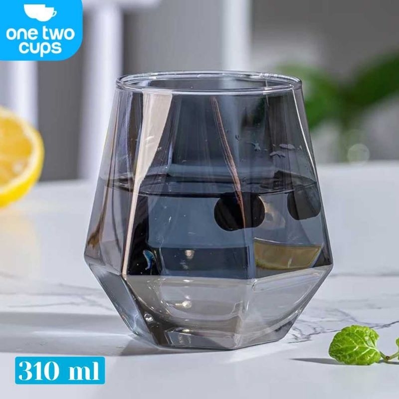 Jual One Two Cups Gelas Kaca Aesthetic Kopi Teh Diamond Crystal Glass 310ml - GW107 | Shopee ...