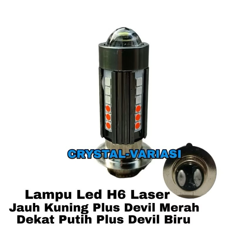 Jual LAMPU UTAMA MOTOR H6-001 LASER 30 LED ALIEN H6 LED LASER 2 WARNA HI / LOO 20 WATT | BOHLAM ...