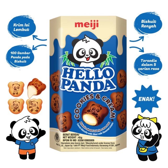 Jual Meiji Hello Panda Biskuit Cookies & Cream Snack 45 Gr | Shopee ...