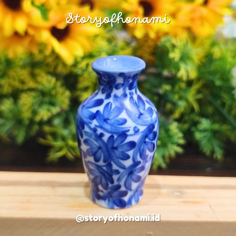 Jual MINIATUR 1:12 GUCI BUNGA BIRU V2 (2.7 x 2.7 x 5 cm) MOTIF VAS ...