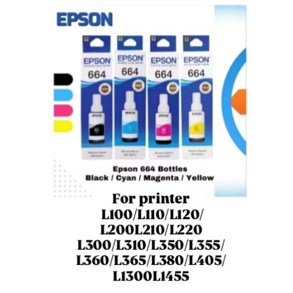 Jual TINTA EPSON 664 ORIGINAL 1 SET (BK,C,M,Y) | Shopee Indonesia