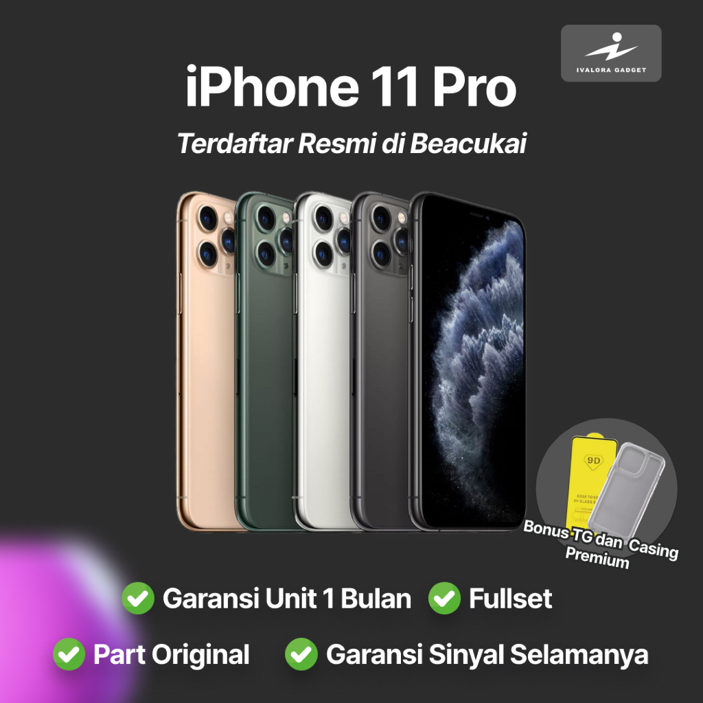 Jual IP 11 PRO 64/256/512 GB BEACUKAI FULLSET | Shopee Indonesia