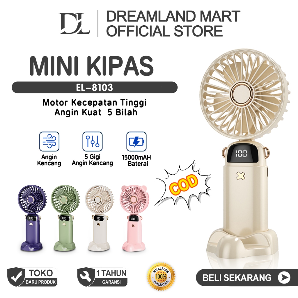 Jual DL Kipas Angin Mini Portable Usb 20000 mAh Kipas Lipat / Kipas ...