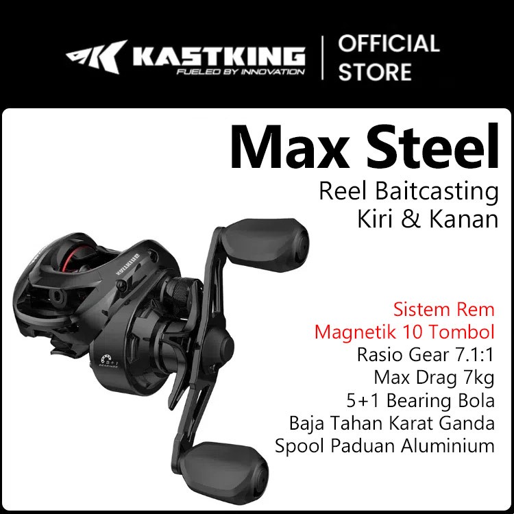 Jual [100% ASLI] KASTKING Max Steel Baitcasting Reel Pancing Long ...