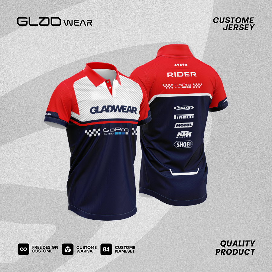 Jual Jersey Custom Racing Team Balap Full Printing Satuan Bahan Dry Fit ...