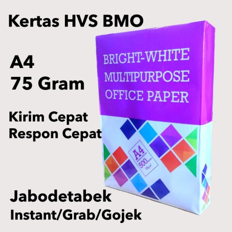 Jual Kertas HVS BMO 1 Rim (500 sheet) Bright- White Multipurpose Office ...