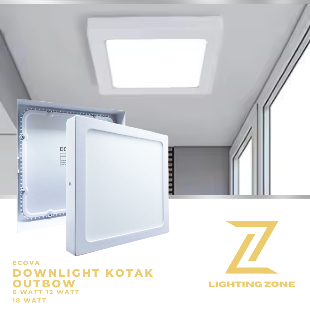 Jual Lampu Downlight LED Ecova Kotak Outbow 6 12 18W Watt | Shopee ...