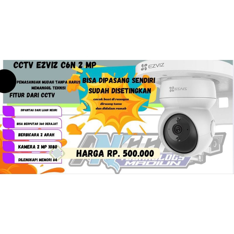 Jual ezviz c6n 2 mp lengkap seting dan memori 64 GB | Shopee Indonesia