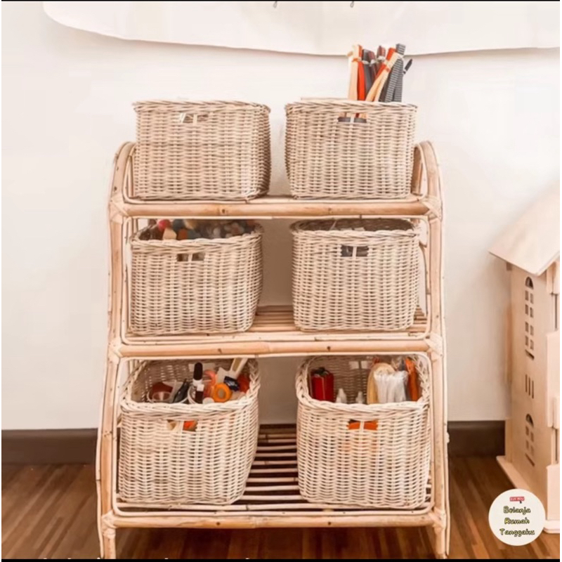 Jual Rak Rotan / Rak sepatu rotan | Shopee Indonesia