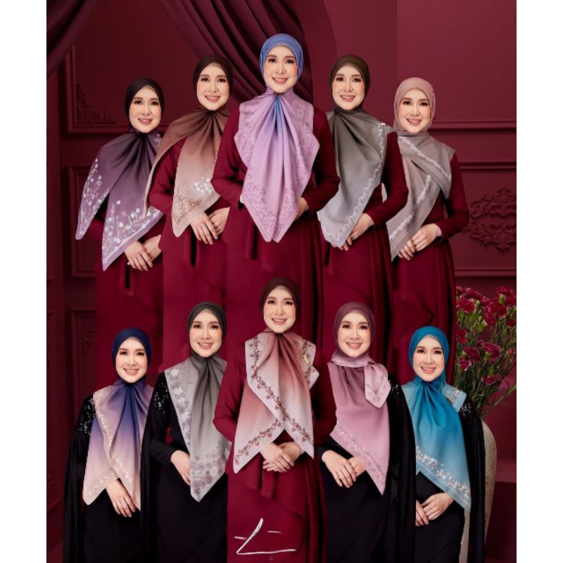 Jual Hijab Ellysha Hijab Voal Malaysia Segiempat Motif Ombre Gradasi ...