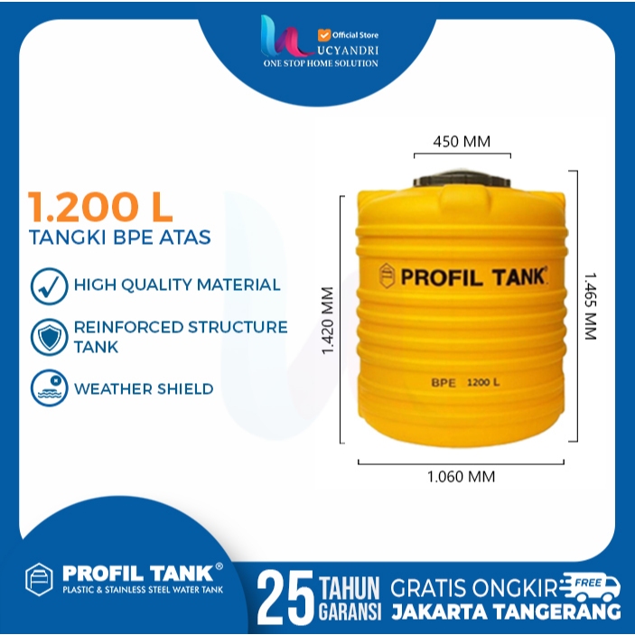 Jual Tangki Air Plastik Profiltank BPE 1200 L Tandon Tangki Air Profil ...
