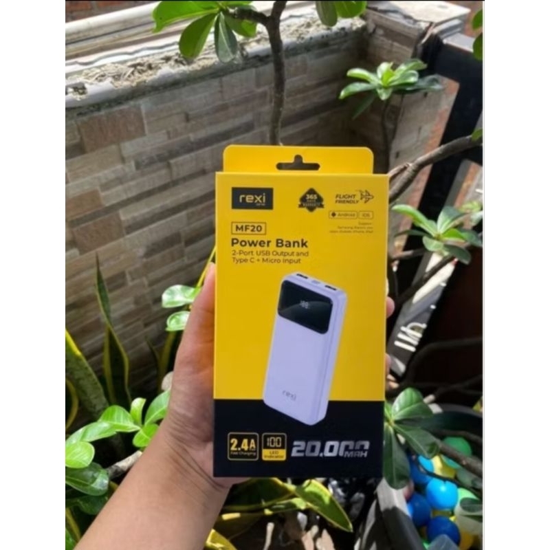 Jual Rexi Mi20//Mf20 Powerbank 20000mAh 2 Output Fast Charging 2.4A ...