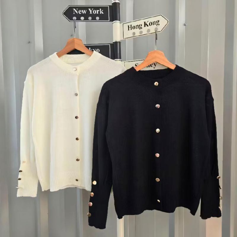 Jual Starla Kardigan Basic INARA Kancing Gold Tebal Bahan Knit Rajut Tebal Premium BB35 - 60KG ...