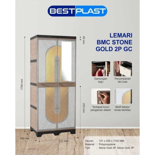 Jual BESTPLAST BMC WOOD/STONE 02GC GT CERMIN (LEMARI PLASTIK/BESTPLAST ...