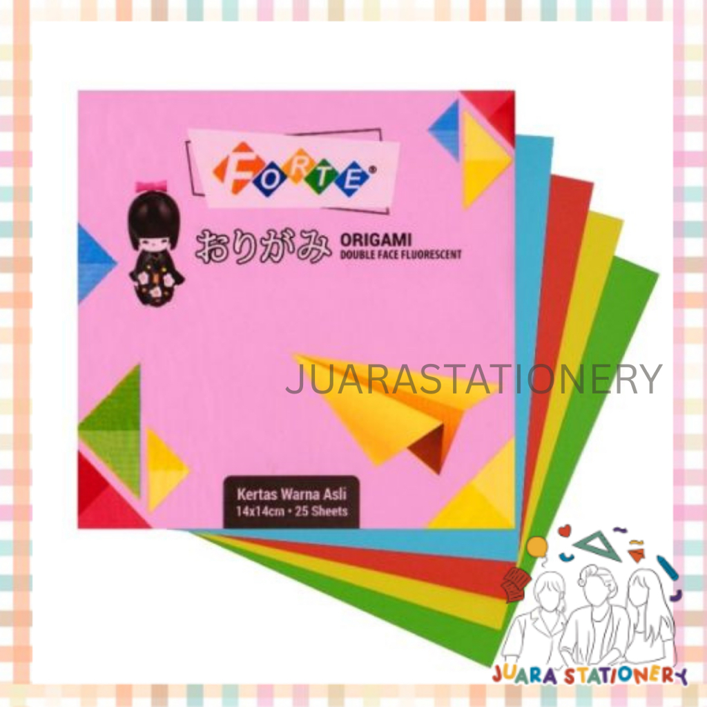 Jual (170) Kertas Lipat 14 x 14cm Forte 2 Sisi / Kertas Origami Origami ...