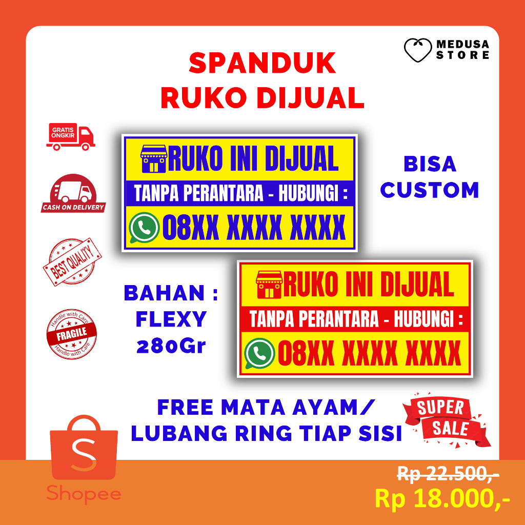 Jual Spanduk Ruko Di Jual/ Banner dijual Ruko- Di Kontrakan - Di Sewa ...