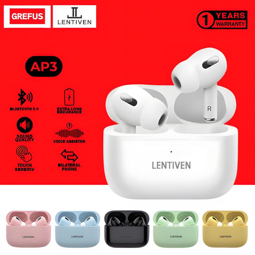 Jual GREFUS LENTIVEN TWS Headset Bluetooth with Mic AP3 Sentuh Olahraga ...