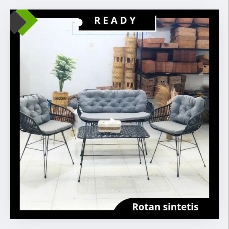 Jual Kursi Sofa Rotan Sintetis Minimalis Rangka besi/sofa kafe/sofa ...