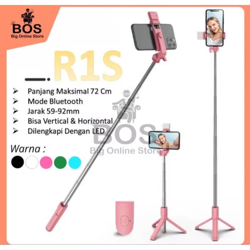 Jual Tongsis Tripod Bluetooth R1S Led 4 in 1 / Selfie Stick 4in1 With ...