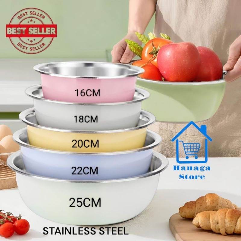 Jual Baskom Stainless Steel Warna 5In1/Baskom Mangkuk Anti Karat/Wadah ...