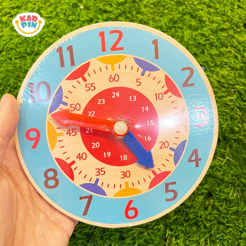 Jual [Karpin] Jam Kayu Mainan Edukasi Anak Wooden Clock Alat Peraga ...