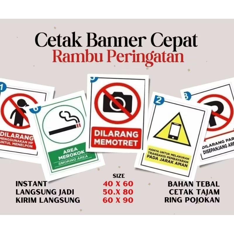 Jual PRINT CETAK BANNER BACKDROP SPANDUK RAMBU PAPAN LARANGAN ...