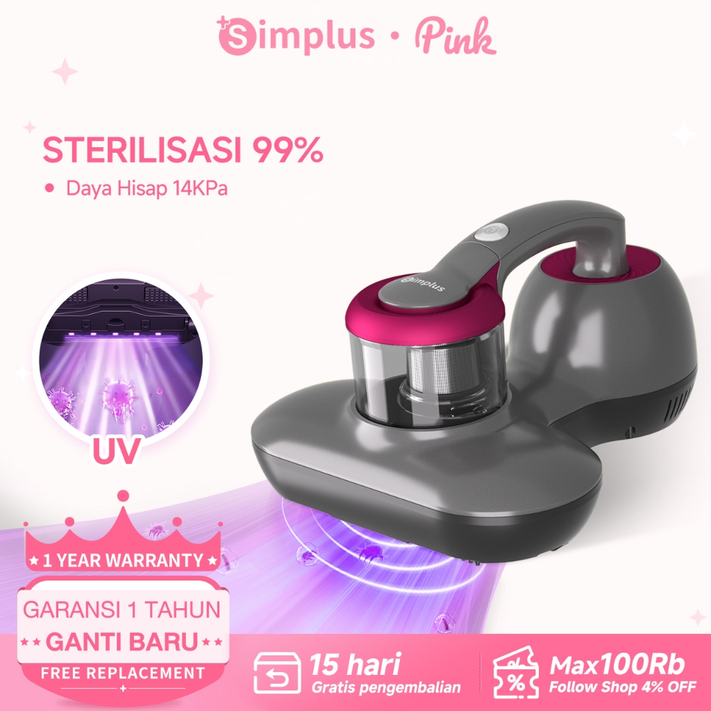 Jual Simplus Mite Vacuum Cleaner 14000Pa Vakum Penghilang Tungau Frekuensi Tinggi 10000kali ...