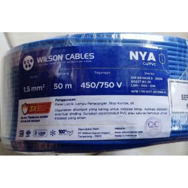 Jual Kabel listrik NYA 1x1.5mm roll 50 meter Wilson | Shopee Indonesia