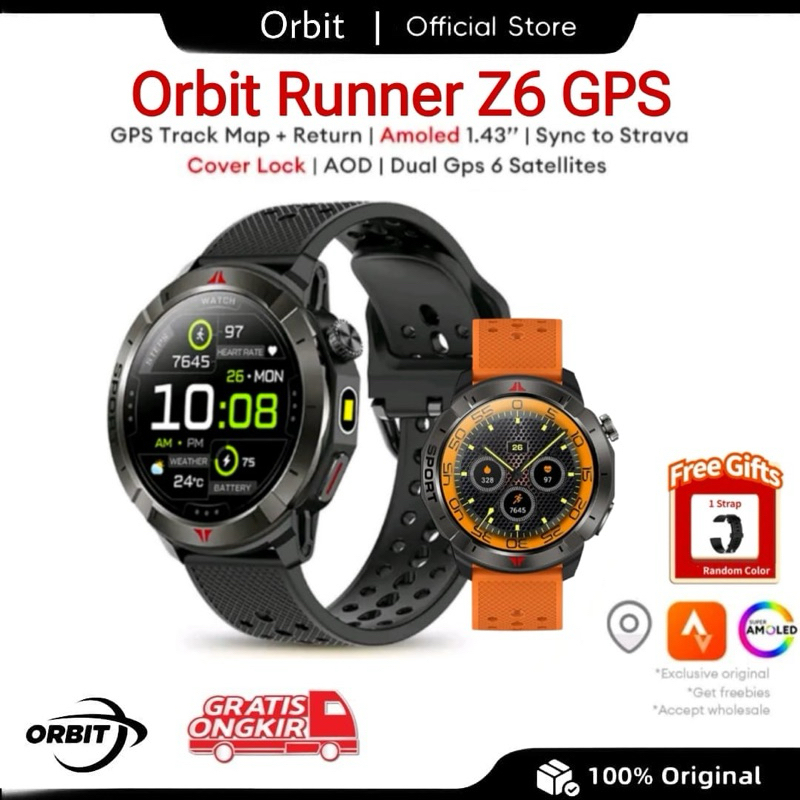 Jual ORBIT Runner Z6 GPS Smart Watch 1.43inch Amoled Screen 6-satellite ...