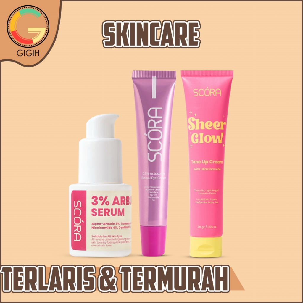Jual SCORA SERIES ( 3% ARBUTIN SERUM 20ML / TONE UP CREAM SHEER GLOW ...