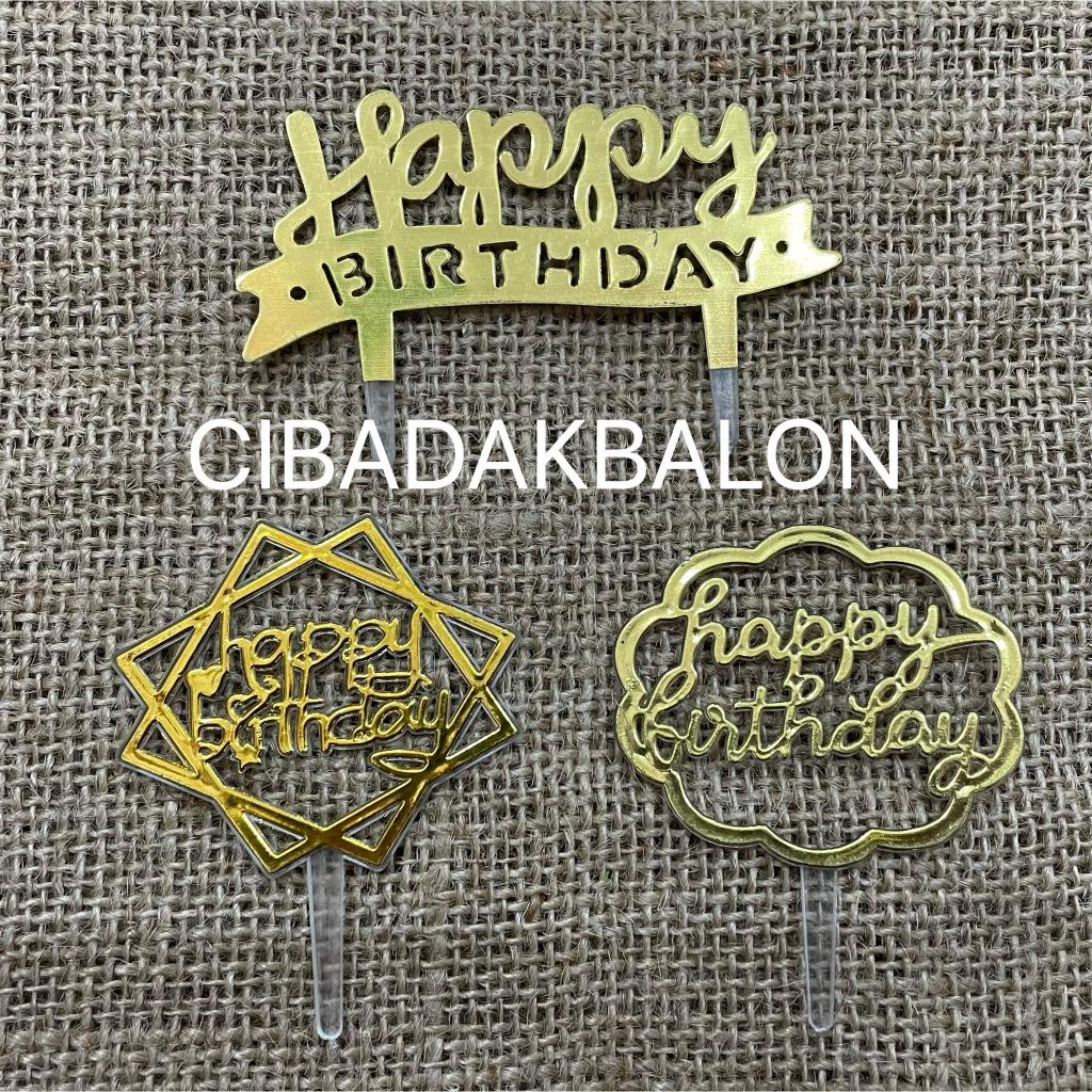 Jual Cake Topper Happy Birthday / Toper HBD Gold / Hiasan Kue Ulang ...