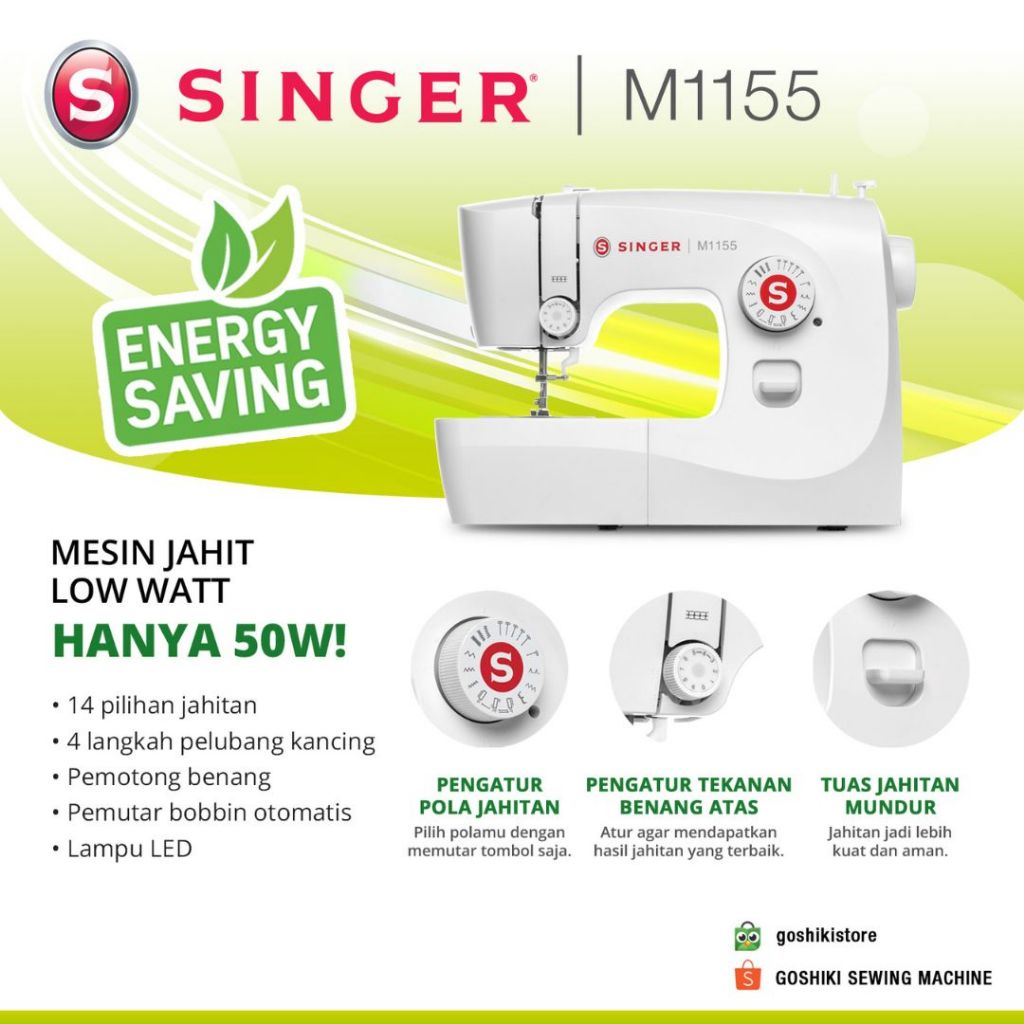 Jual SINGER M1155 / M 1155 - Mesin Jahit Portable Hemat Energi | Shopee ...