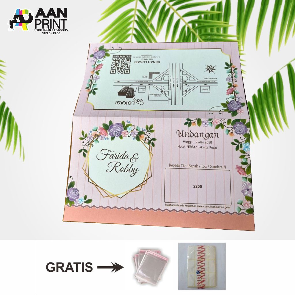 Jual CETAK undangan pernikahan erba 2205 | UNDANGAN PINK | GRATIS ...