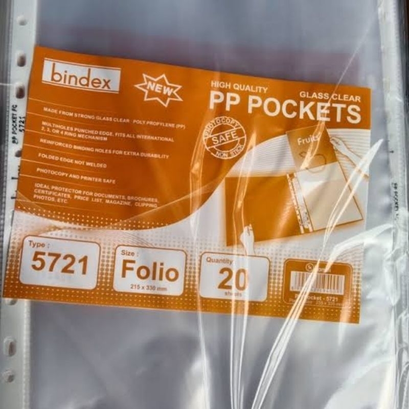 Jual Plastik PP Pocket/ Clear sheet bindex F4 / A4 1 pack isi 20 ...