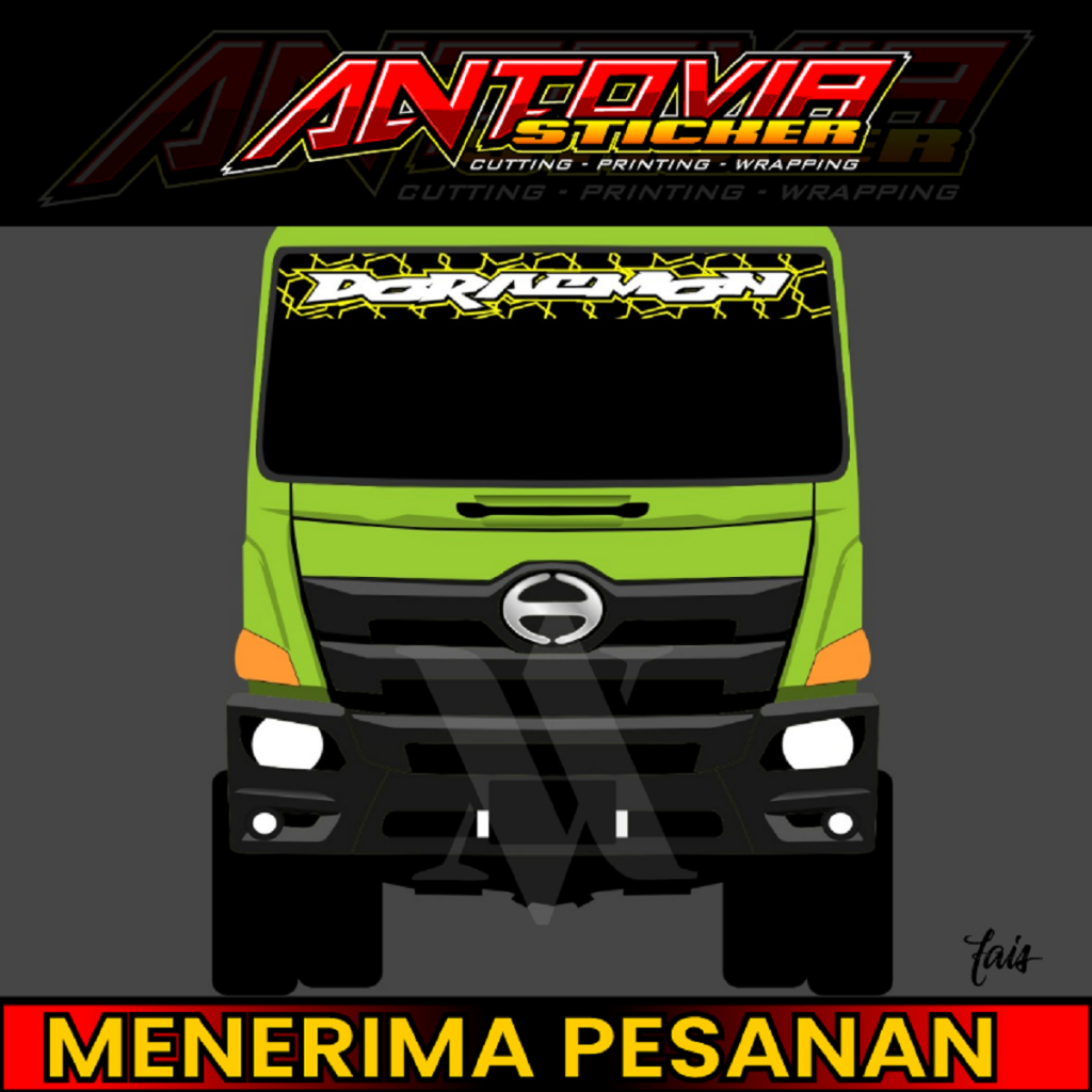 Jual Stiker Printing + Kaca Depan Truck Hinno 500 Desain Doraemon ...