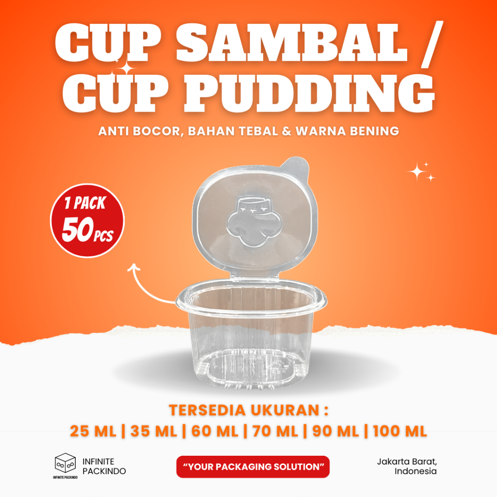 Jual (ISI 50 PCS) Cup Saos Sambal / Cup Pudding Tebal 25ml 35ml 60ml ...
