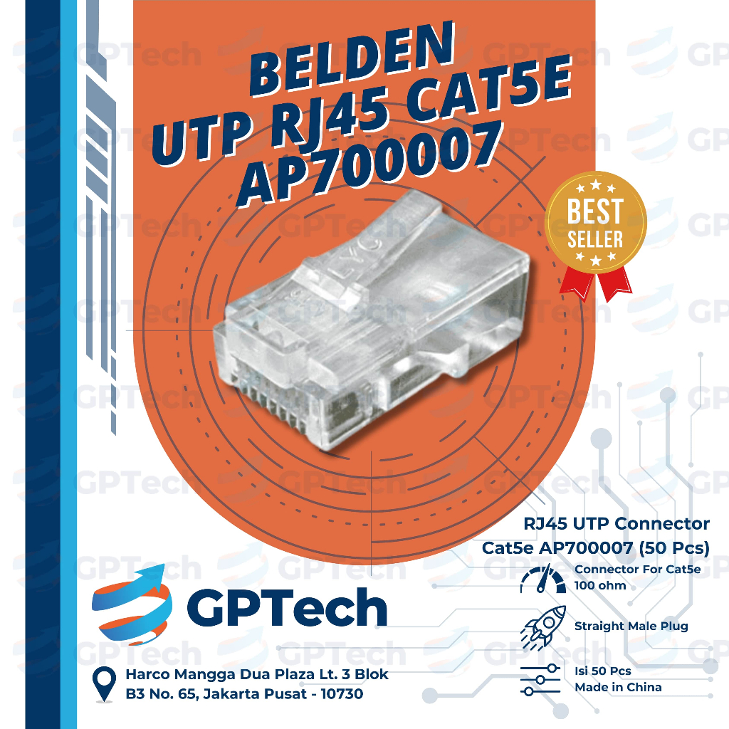 Jual BELDEN AP700007 RJ45 CONNECTOR UTP CAT5E ORIGINAL (Isi 50 Pcs ...