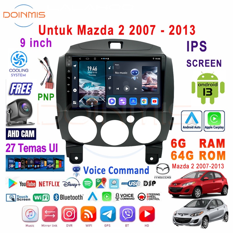 Jual Untuk Mazda 2 2007-2013| 6G+64G Android 13 Head Unit 9 Inch IPS ...