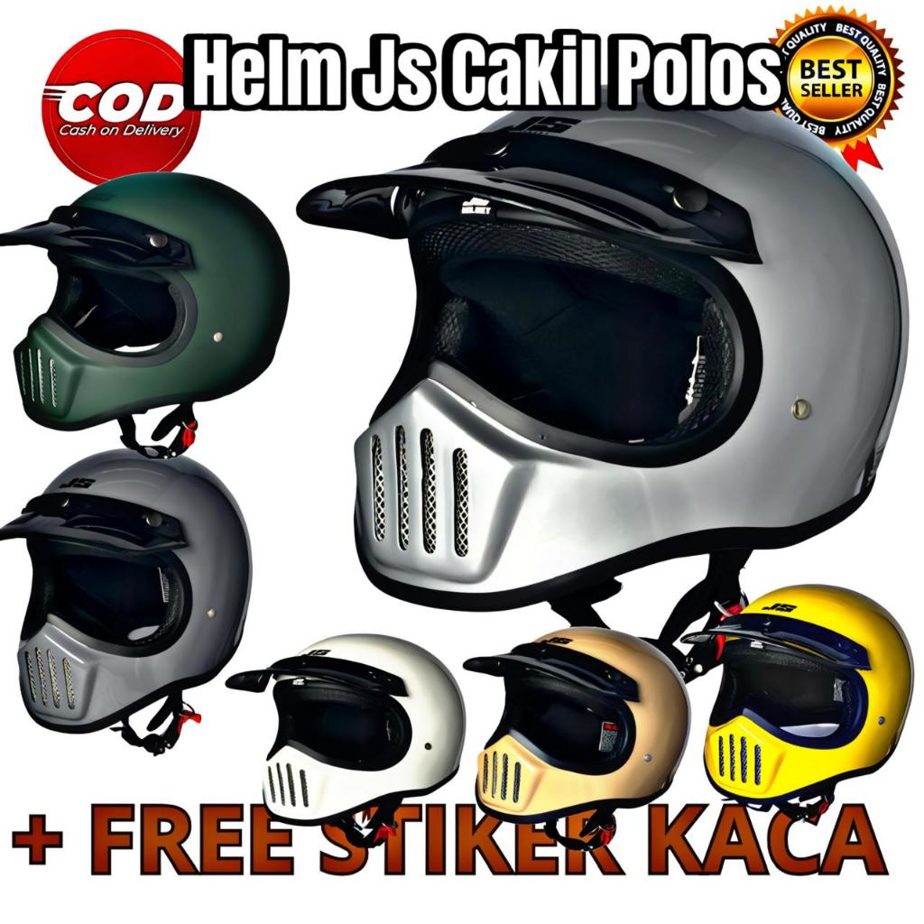 Jual Helm JS CAKIL FULL FACE POLOS/Helm Pria/Helm Cakil/Helm Cross/Helm ...