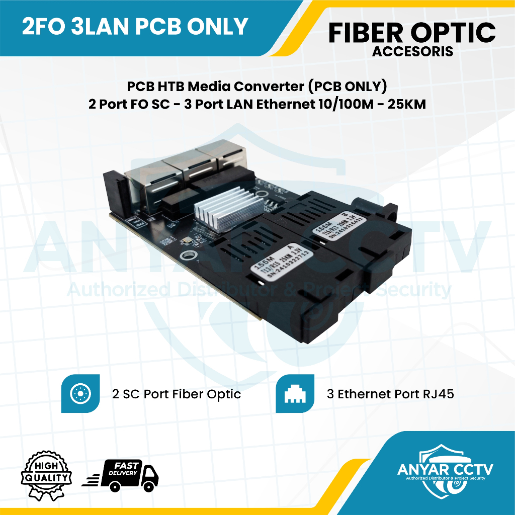 Jual PCB HTB Media Converter 2 Port FO SC - 3 Port LAN Ethernet 10/100M ...