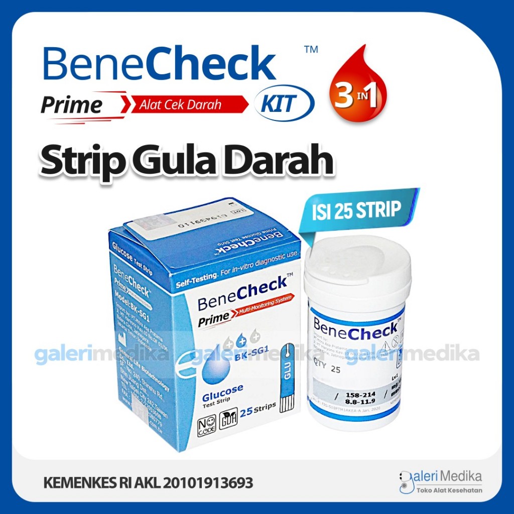 Jual Benecheck Prime Strip Glukosa / Benecheck Prime Strip Gula Darah ...