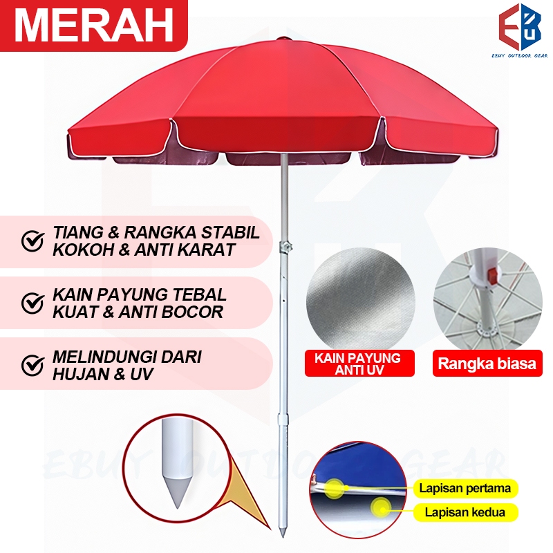 Jual Payung Jualan 180 Cm Payung Tenda Taman Pantai Cafe Bazar Lapak Dengan Sarung/Payung Tenda ...