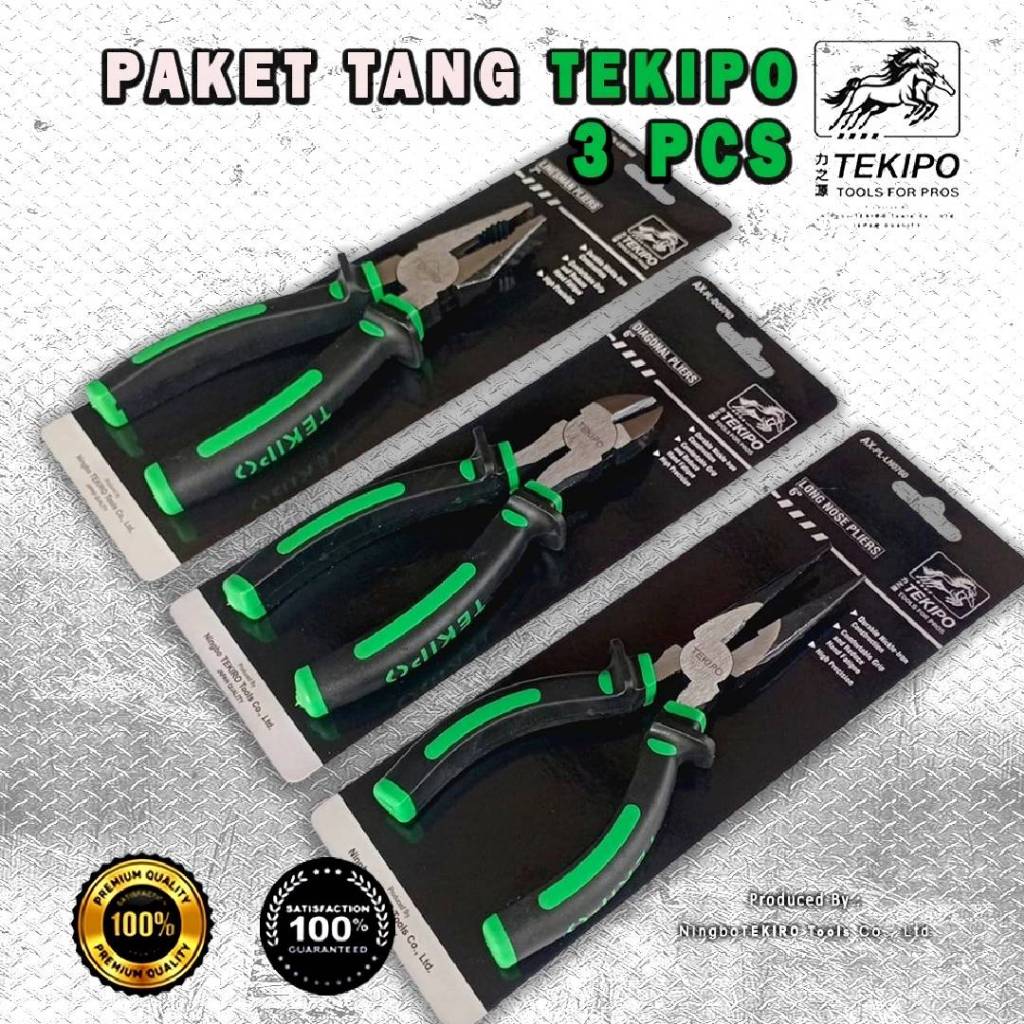 Jual Tang Set Tekipo 3 Pcs / Tang Kombinasi 7 Inch + Tang Potong 6 Inch ...