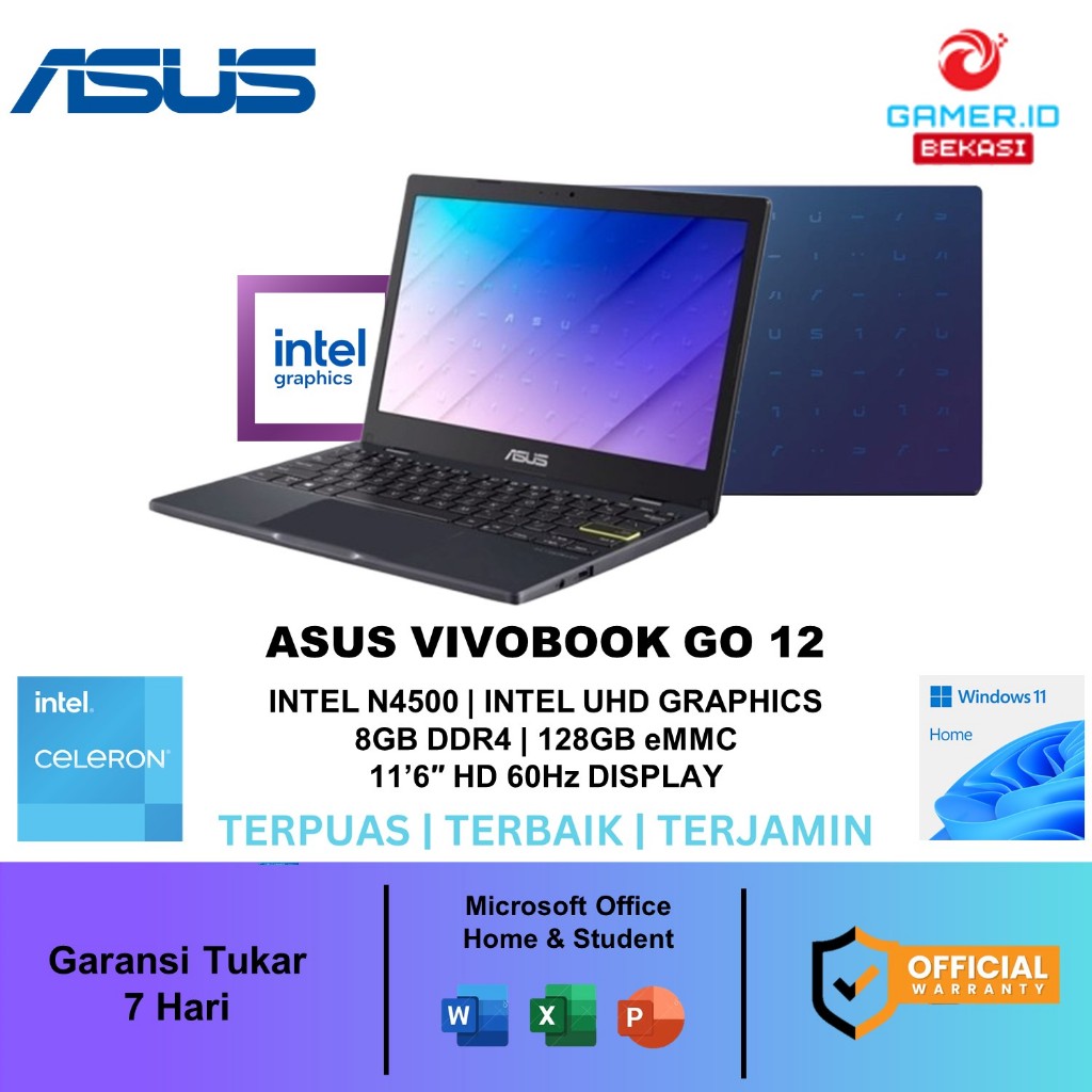 Jual ASUS VIVOBOOK GO 12 E210KA N4500 8GB 128GB 11.6" HD 60Hz | Shopee ...