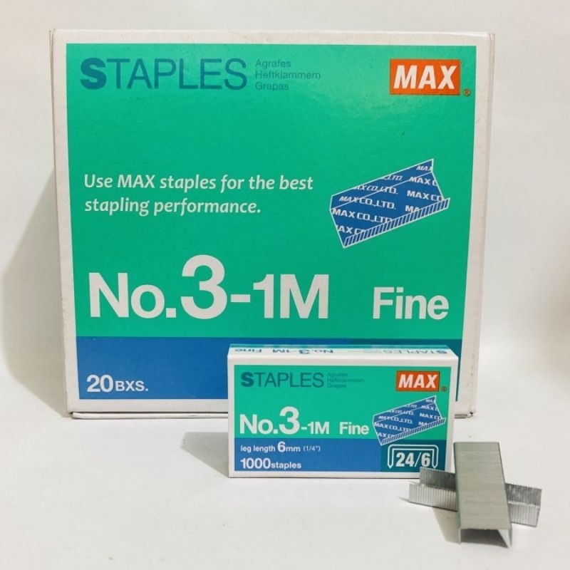 Jual ISI STAPLES MAX NO. 03 / ISI STAPLES BESAR 1 PACK (ISI 20 KOTAK ...